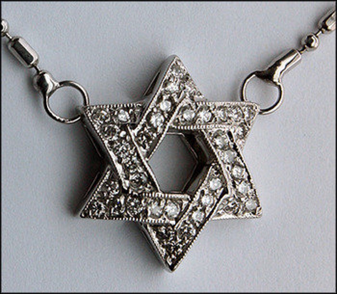Diamond Jewish Star With Chain in 14kt - Etsy
