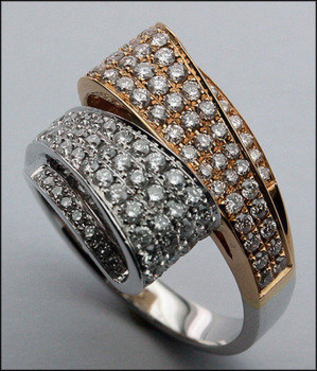 Two Tone Cluster Band Diamond Ring, Cocktail Ring Collection - Etsy