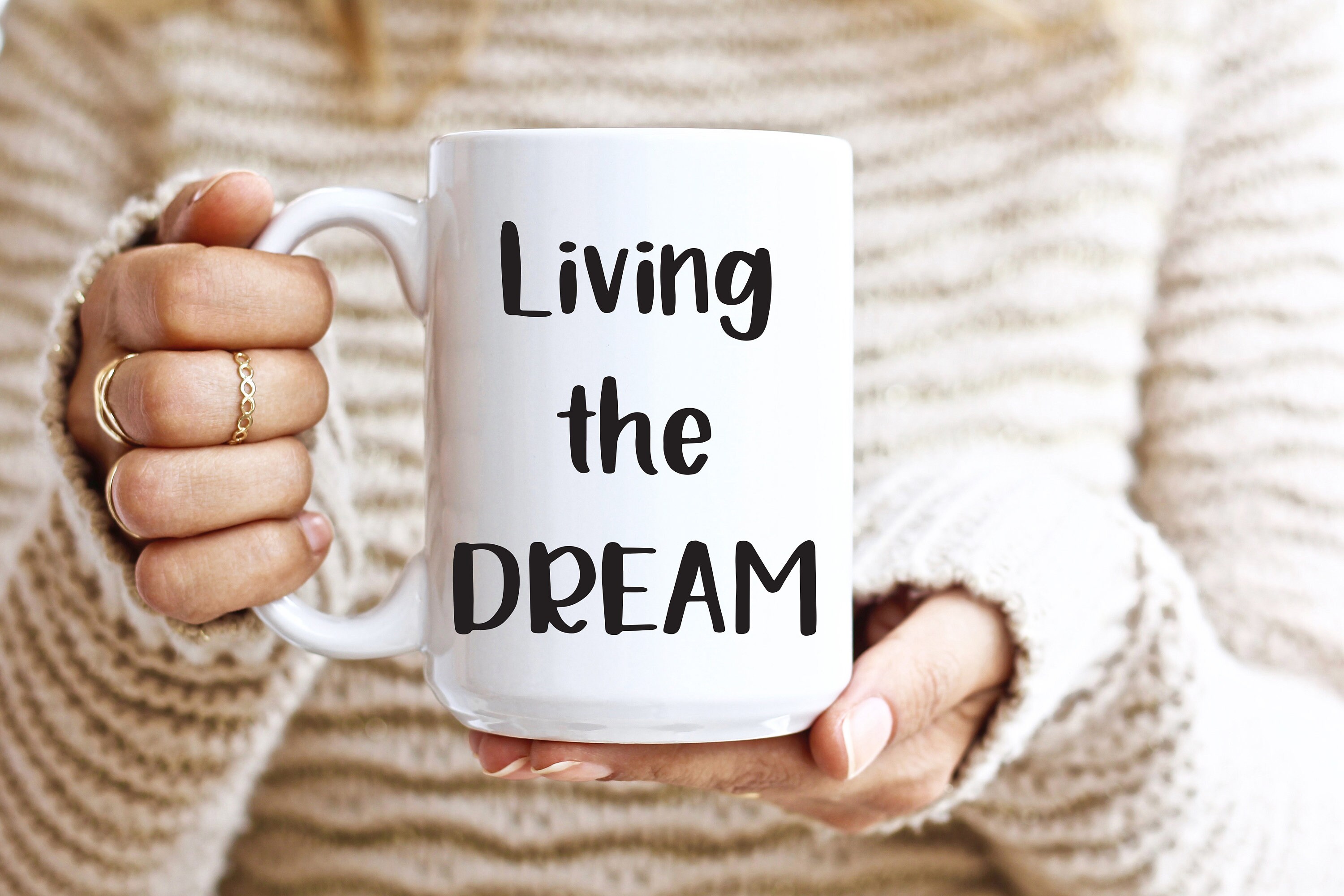 Living the Dream Mug Stylish Ceramic Mug Kitchen Gift - Etsy
