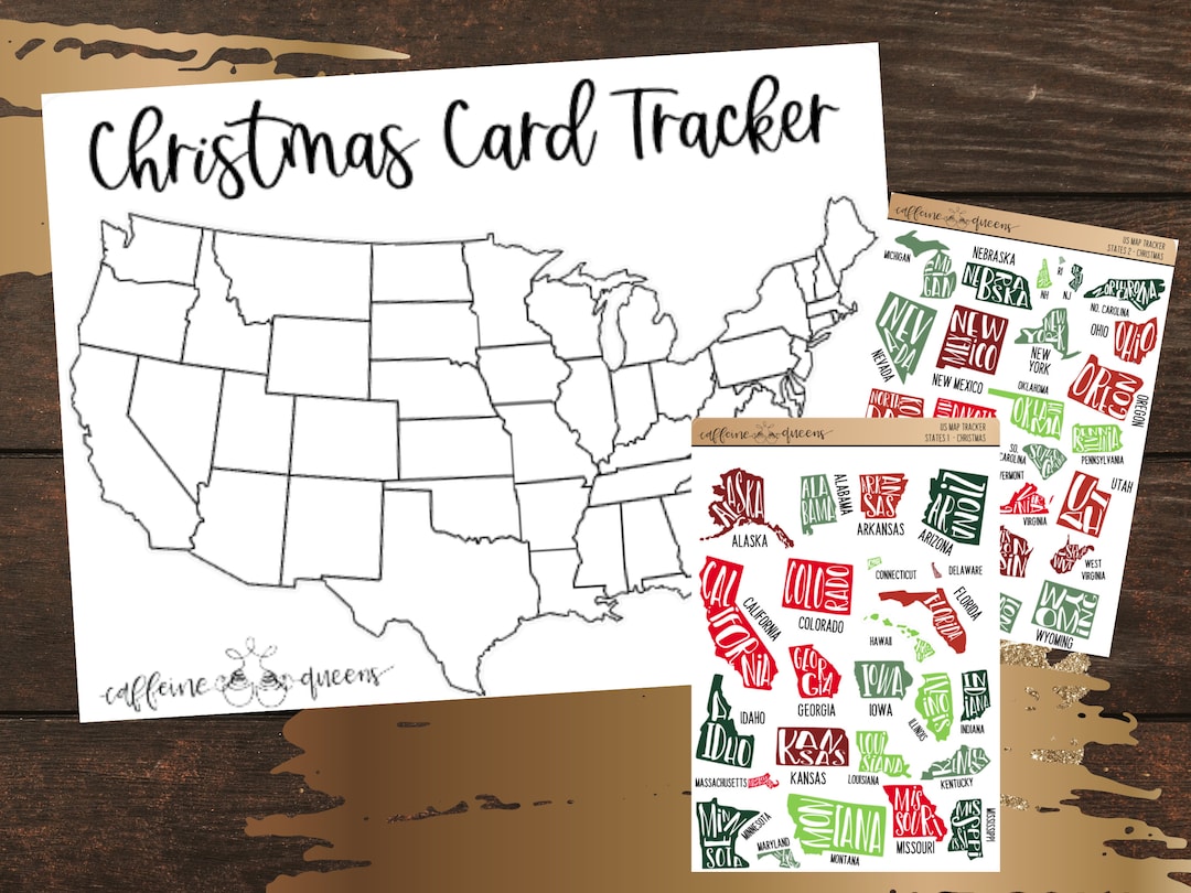 USA Christmas Card Tracker Map | Planner Stickers - Etsy
