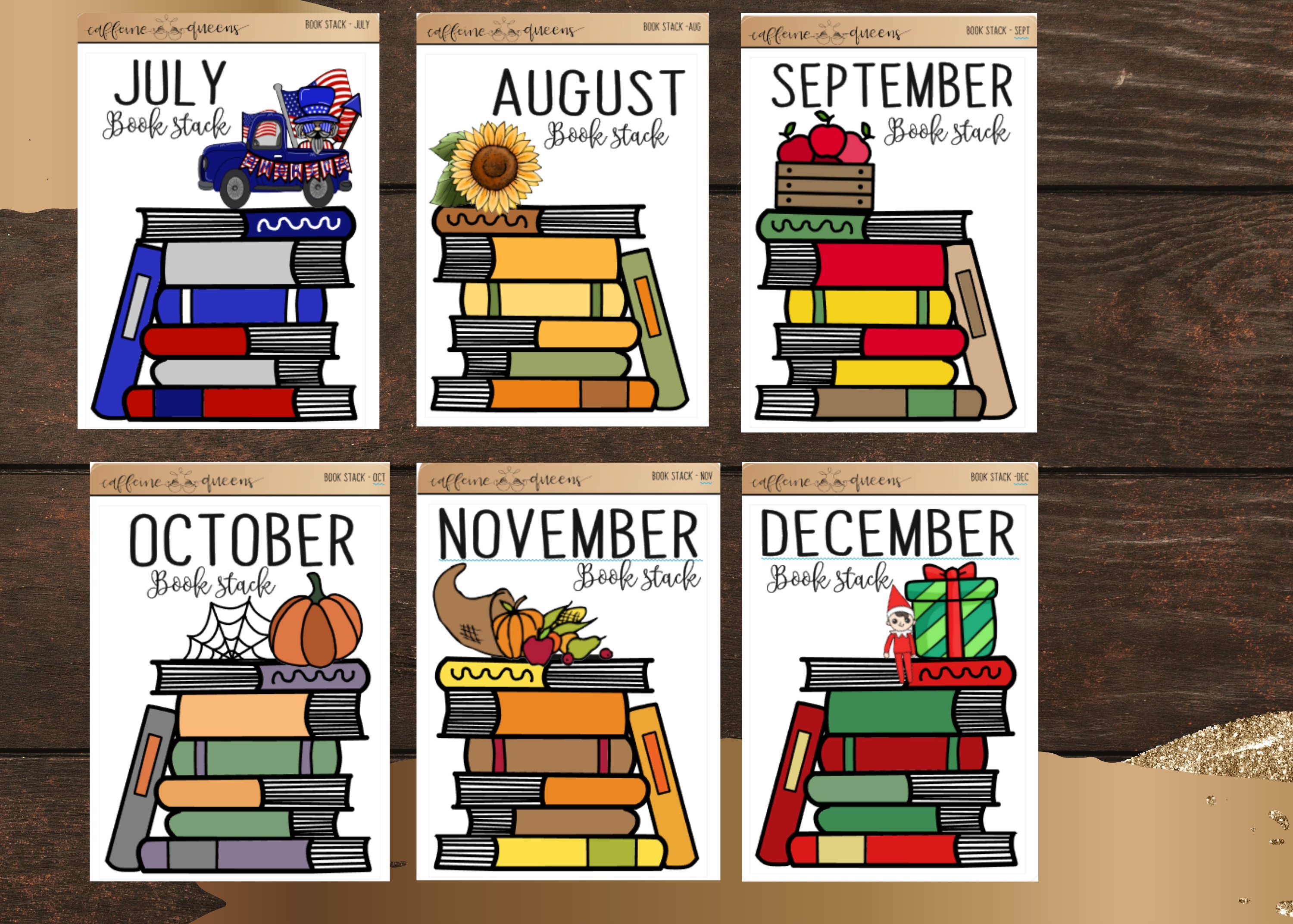 Monthly Themed Bookstack Bundle | Reading Planner Stickers - Etsy