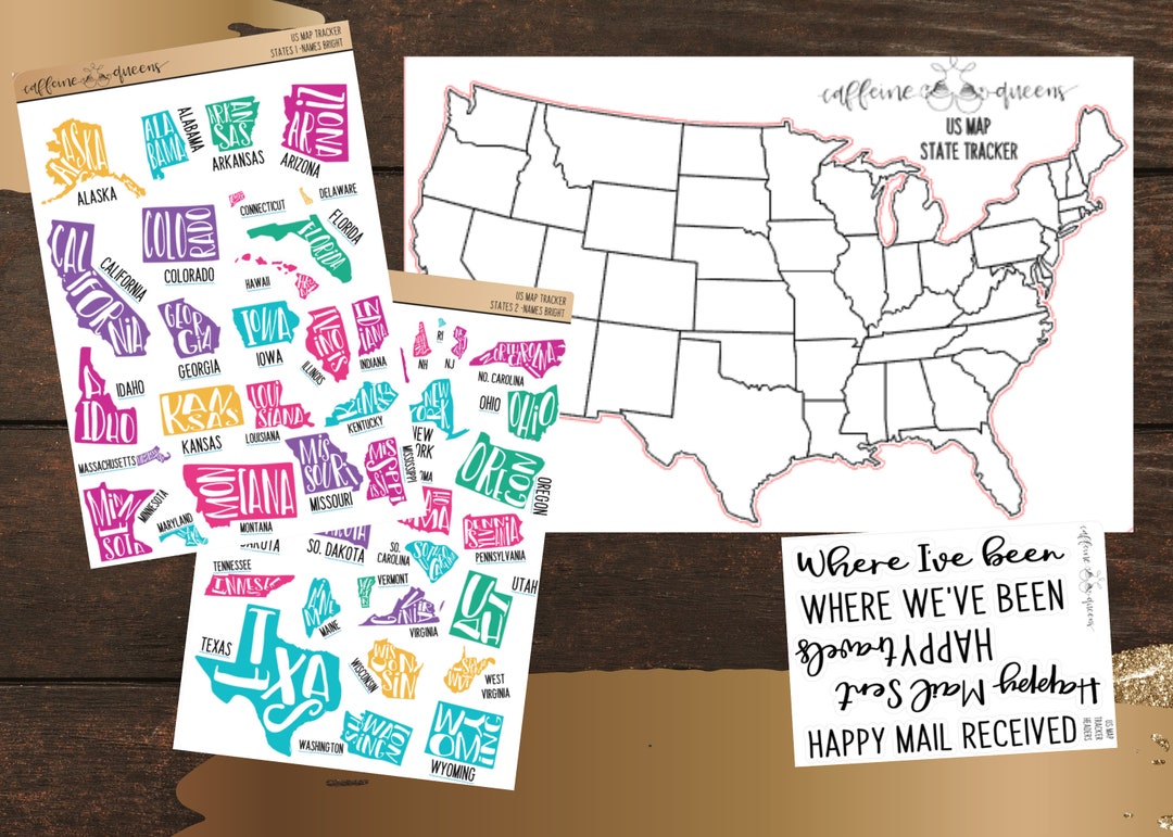 USA States Tracker Map | Planner Stickers - Etsy