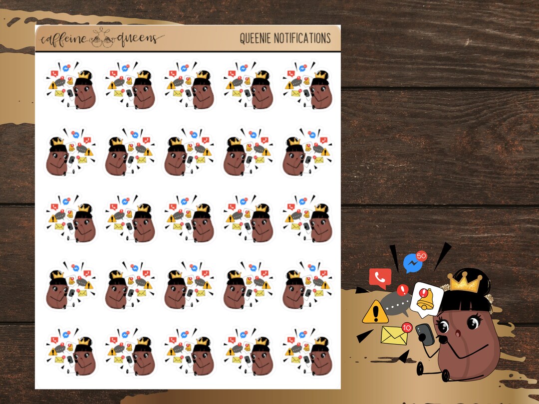 Queenie Has Too Many Notifications | Planning Stickers - Etsy