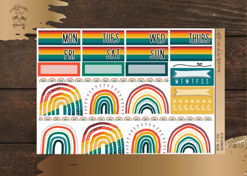 Retro Rainbow Weekly Planning Kit - Etsy