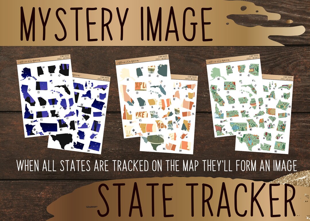 Mystery Image USA States Tracker Map | Planner Stickers - Etsy