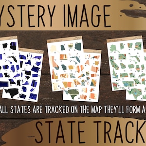 Mystery Image USA States Tracker Map | Planner Stickers - Etsy