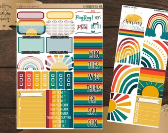 Retro Rainbow Weekly Planning Kit | Etsy