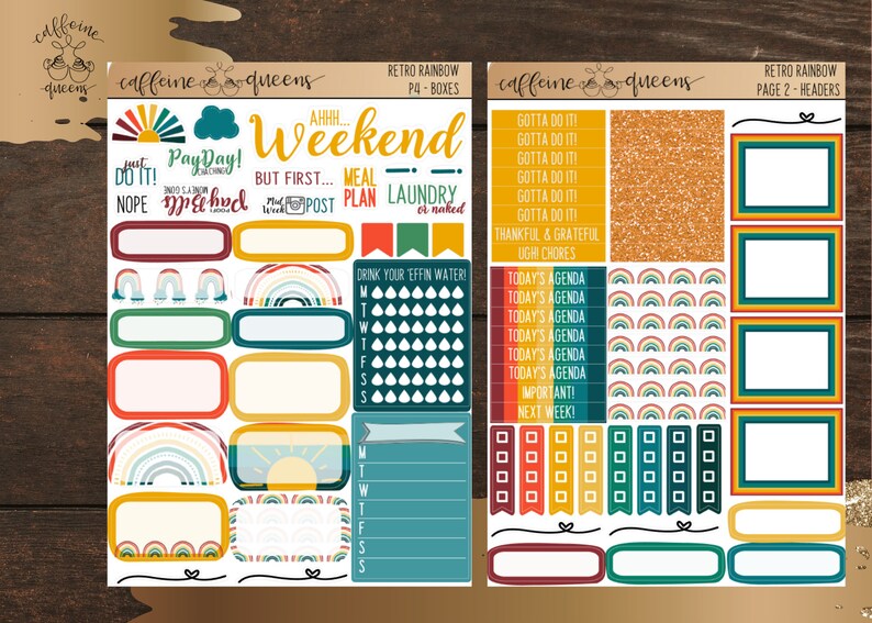 Retro Rainbow | Weekly Planning Kit - Etsy