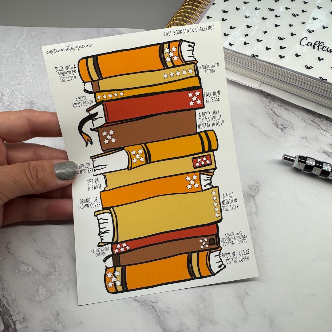 Seasonal Book Stack Reading Challenges | Notes Page Sticker - Etsy