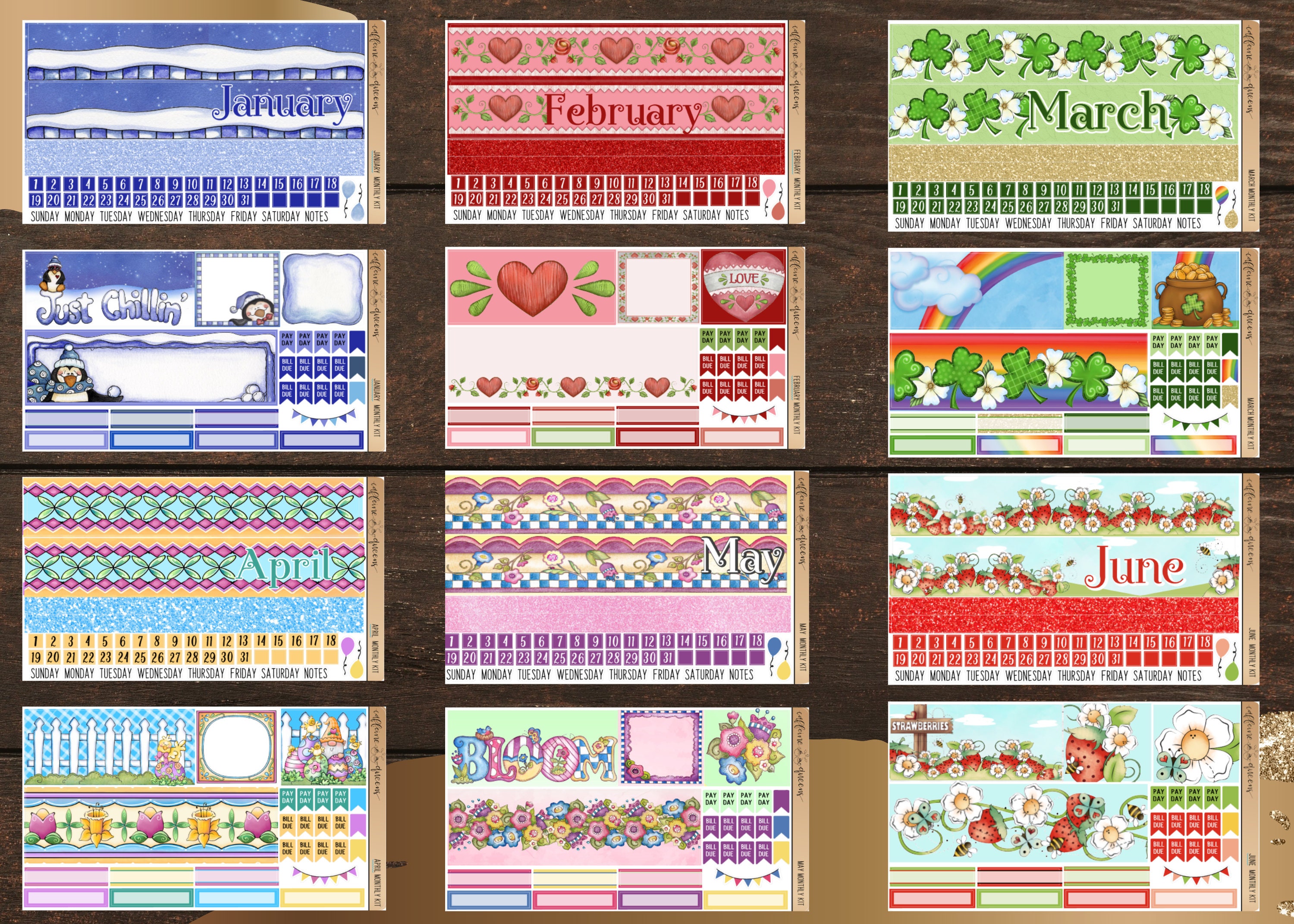 Year of Monthlies Bundle | Vertical Planning Monthly Kit - Etsy