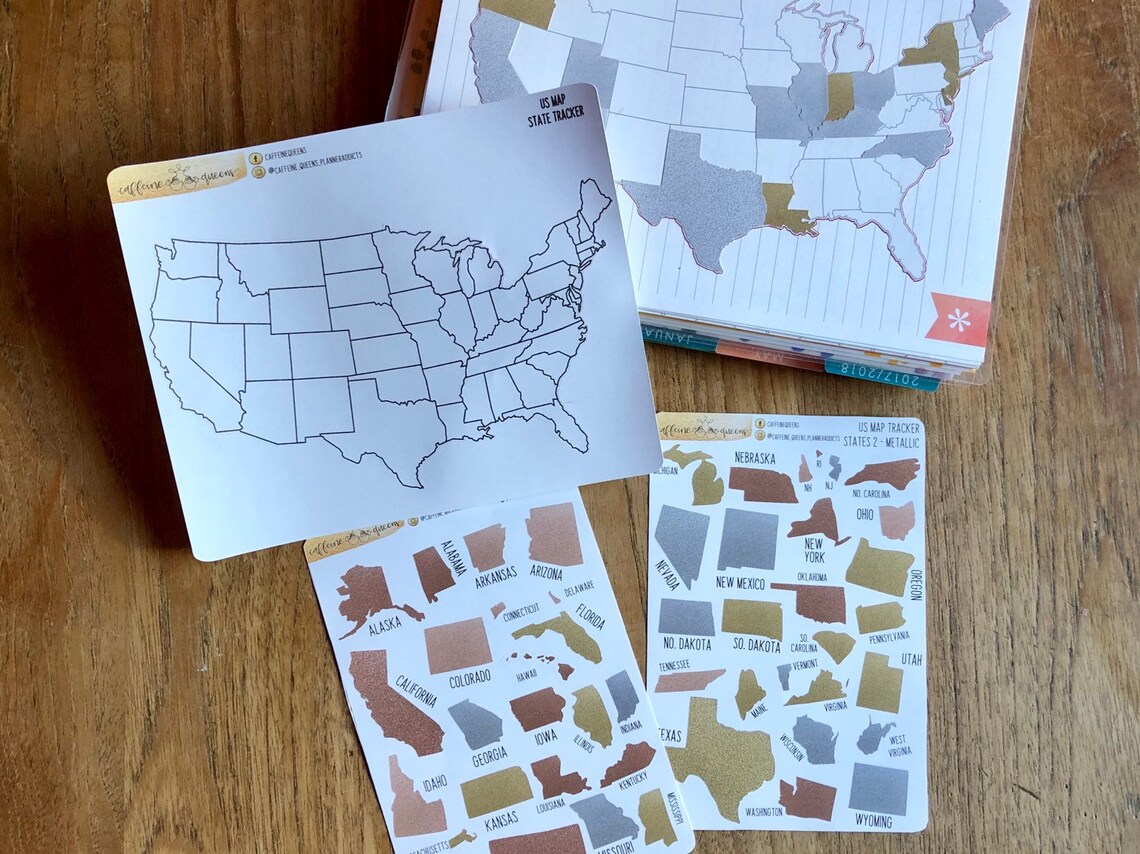 USA States Tracker Map Planner Stickers | Etsy