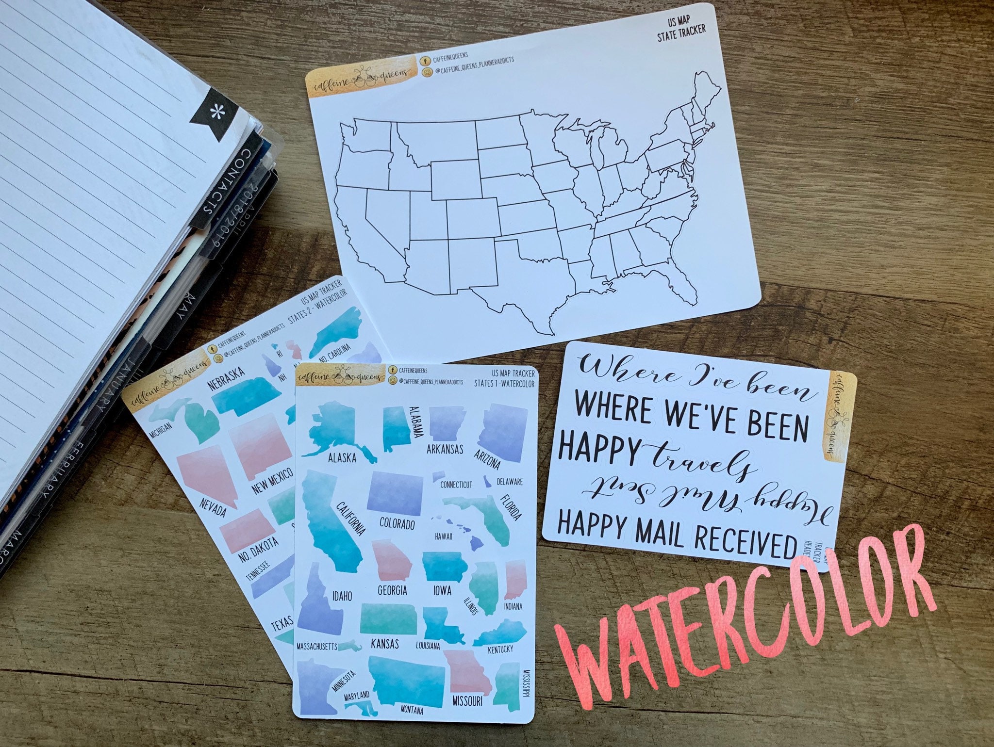 USA States Tracker Map Planner Stickers - Etsy