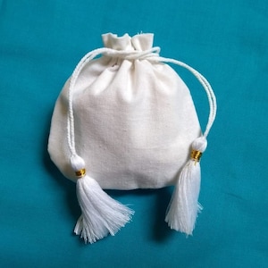100 Custom White Cotton Pouch With Thread Tassel for Gift Purpose ...