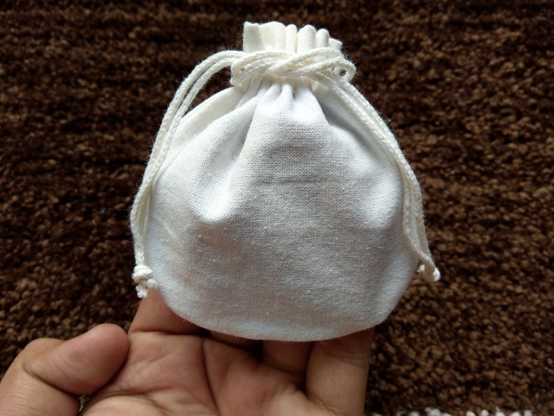100 Custom Round White Cotton Pouch for Gift Purpose, Jewelry Pouch ...