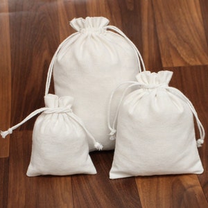100 White Cotton Drawstring Bags, Custom Logo Bags, Custom Cotton Logo ...