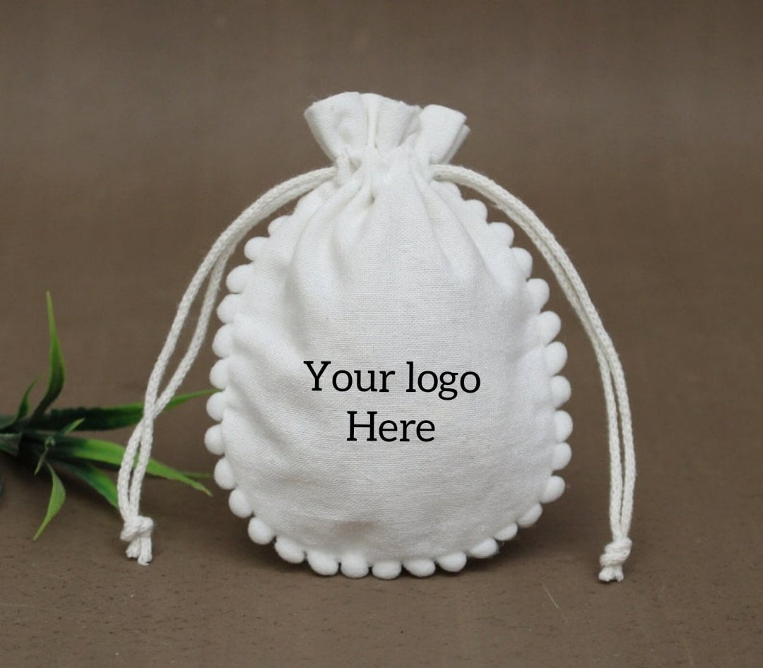 100 White Cotton Drawstring Bags, Cotton Round Bags, White Cotton Pouch ...