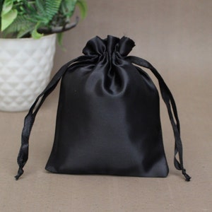 100 Black Satin Drawstring Bag, Small Satin Bag, Custom Satin Bag ...