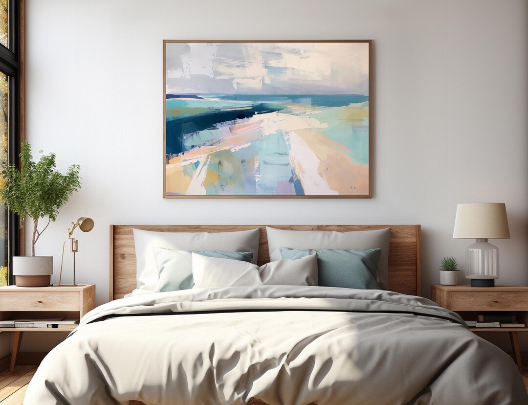 Abstract Beach Canvas Print: Turquoise Coastal Seascape - Framed Wall ...