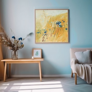 Yellow Fields Abstract Art, Yellow Ochre Wall Art, Original Art Canvas ...
