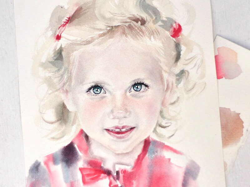 Custom Realistic 1 Child Watercolor Portrait Painting From Photo - Etsy