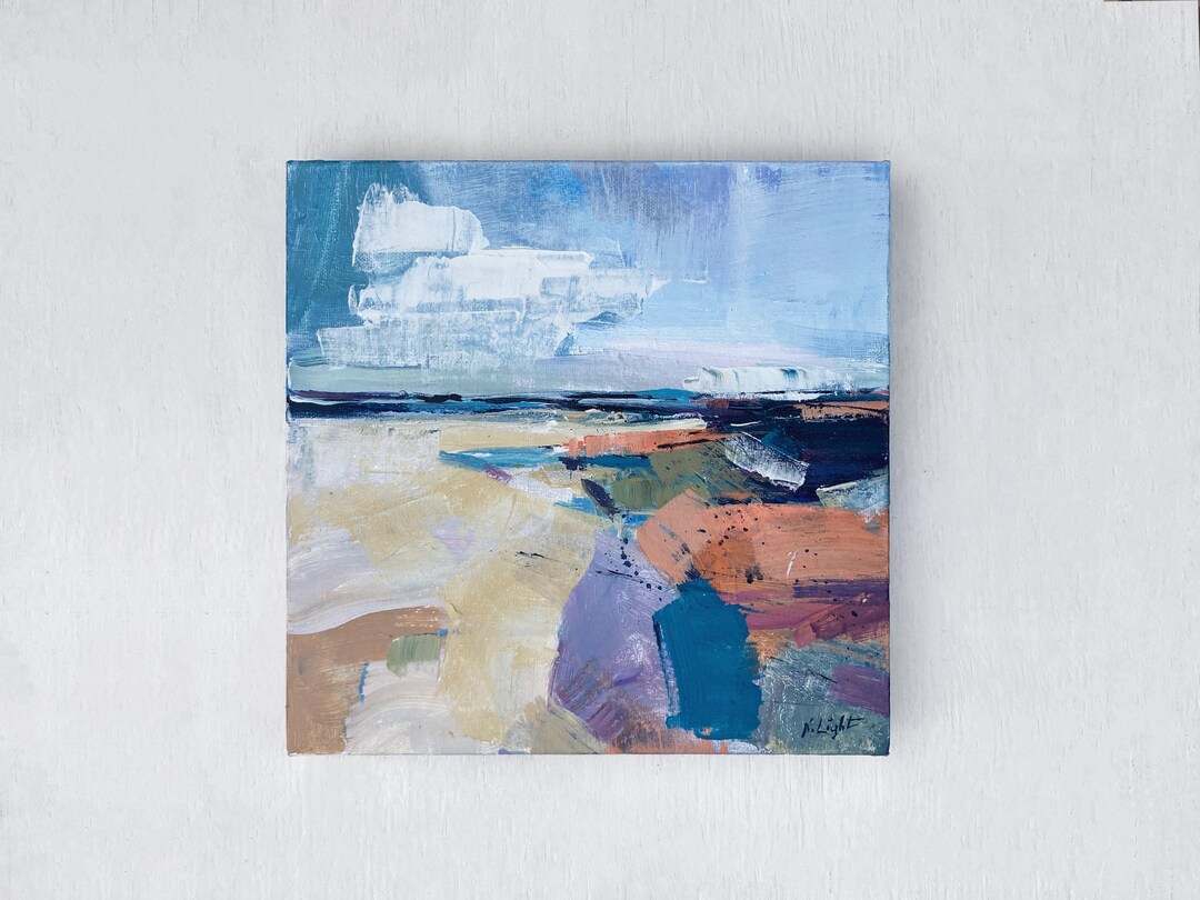 Hand-painted Modern Abstract Seascape Small Original Art Square ...