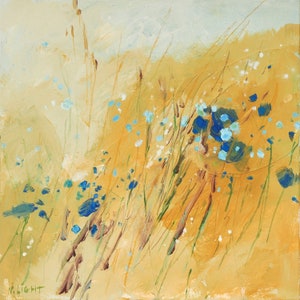 Yellow Fields Abstract Art, Yellow Ochre Wall Art, Original Art Canvas ...