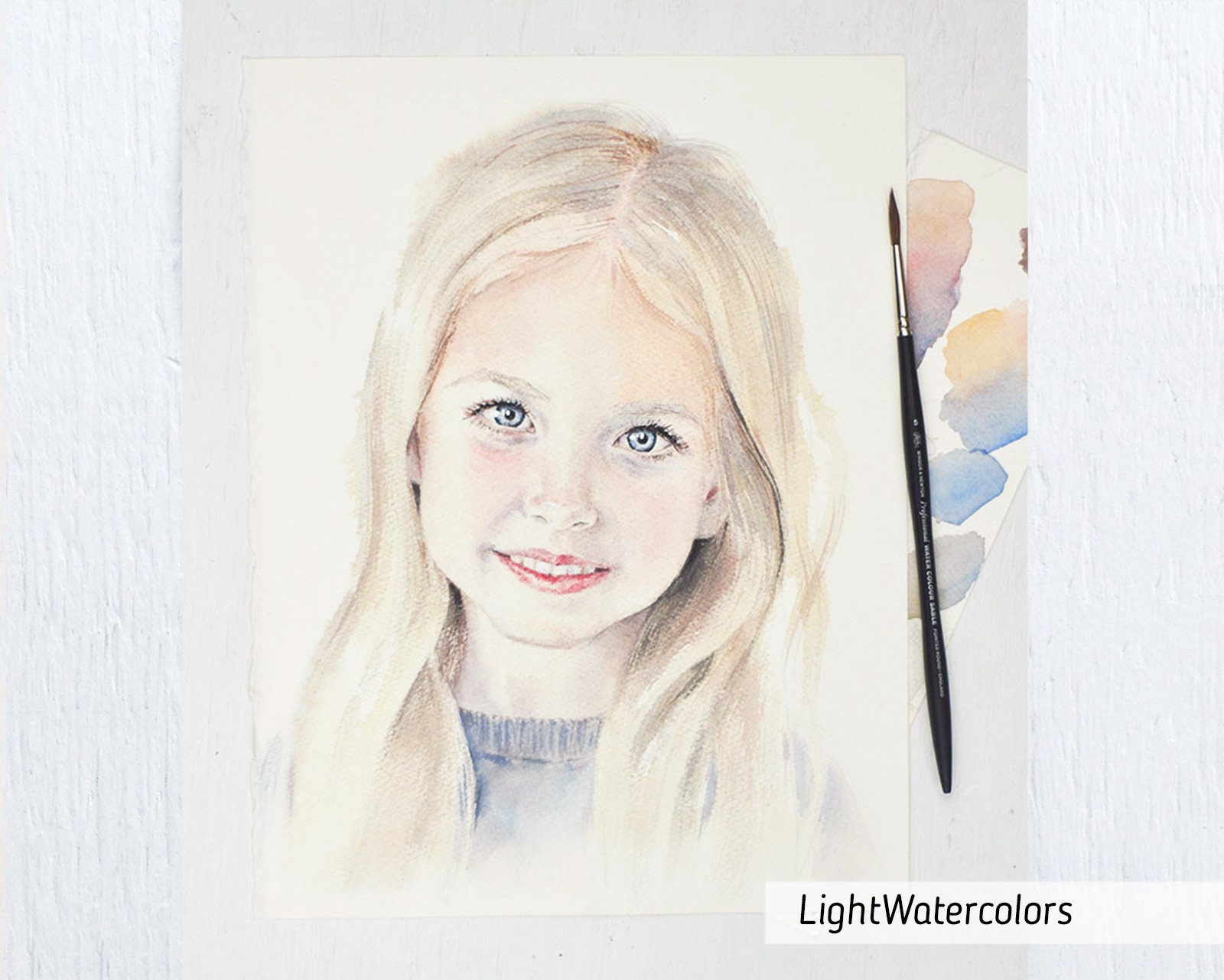 Custom Realistic 1 Child Watercolor Portrait Painting From Photo - Etsy