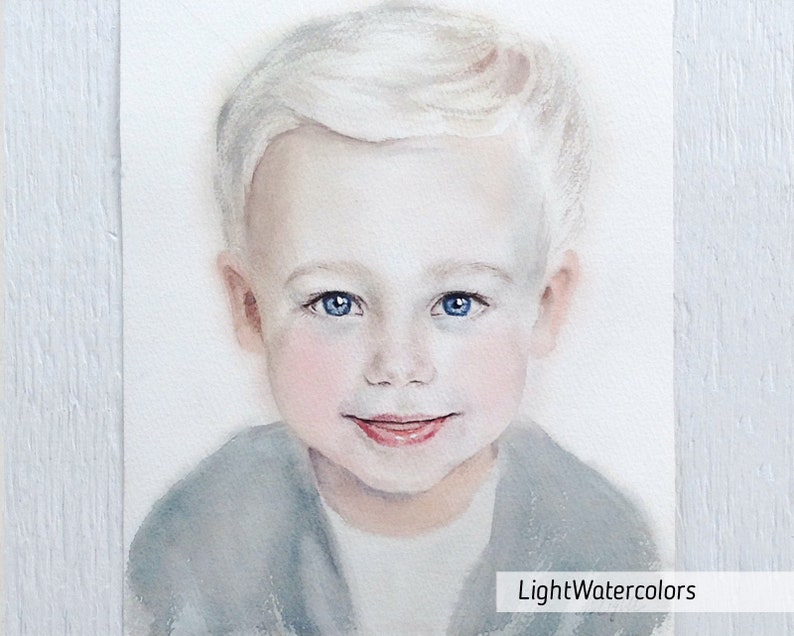 Custom Realistic 1 Child Watercolor Portrait Painting From Photo - Etsy