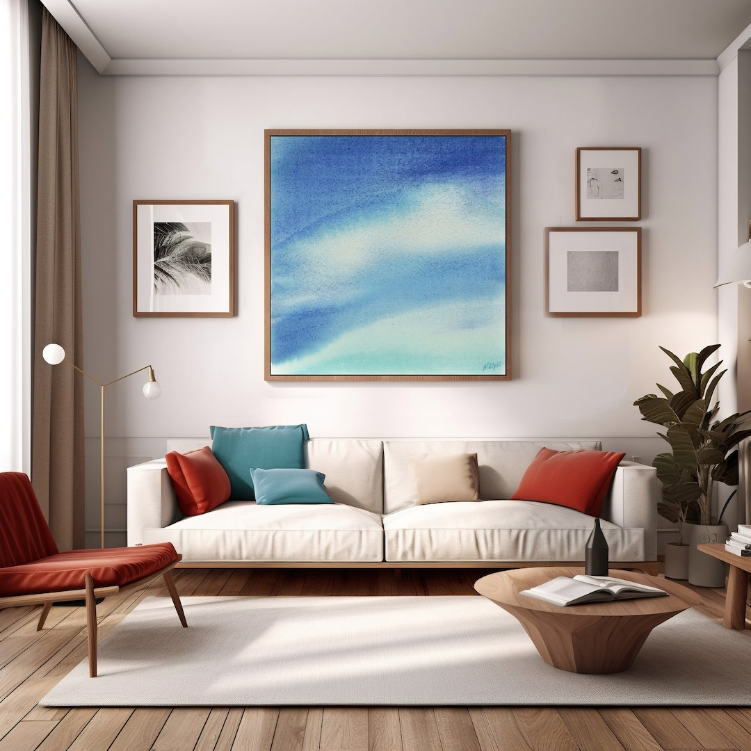 Blue Sky Wall Art | Clouds Painting | Original Art Canvas Print ...