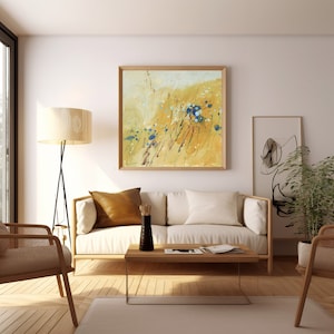 Yellow Fields Abstract Art, Yellow Ochre Wall Art, Original Art Canvas ...