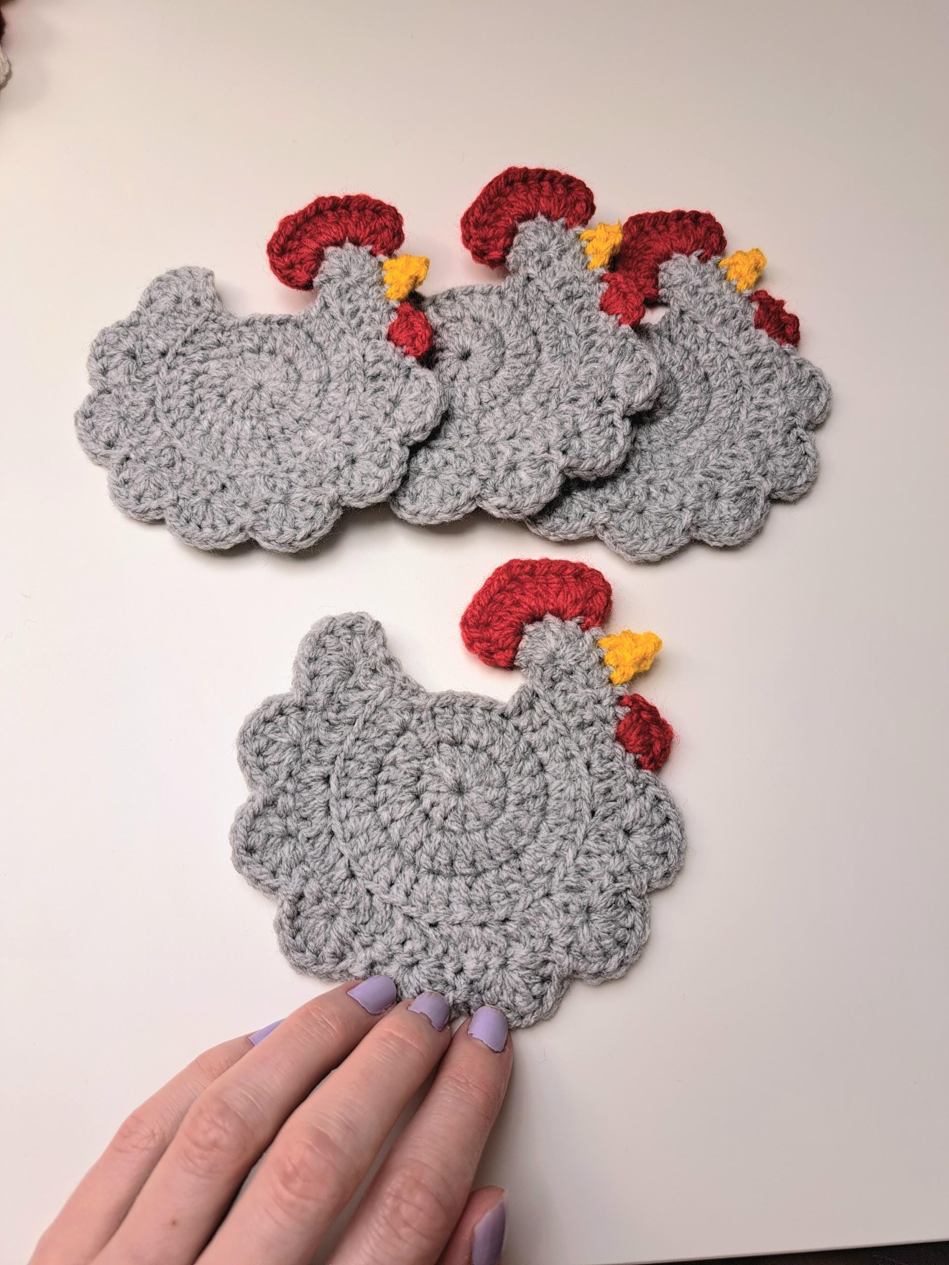Crochet Chicken Coasters, Handmade Chicken Coasters, Crochet Coasters ...