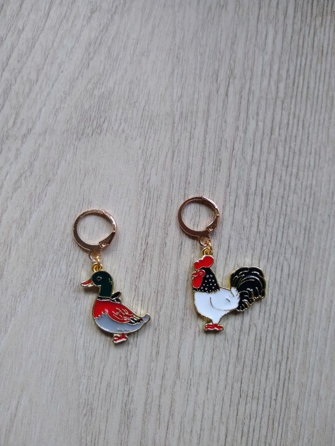 Set of 2 Farm Stitch Markers, Duck Chicken Rooster Stitch Marker. Cute ...