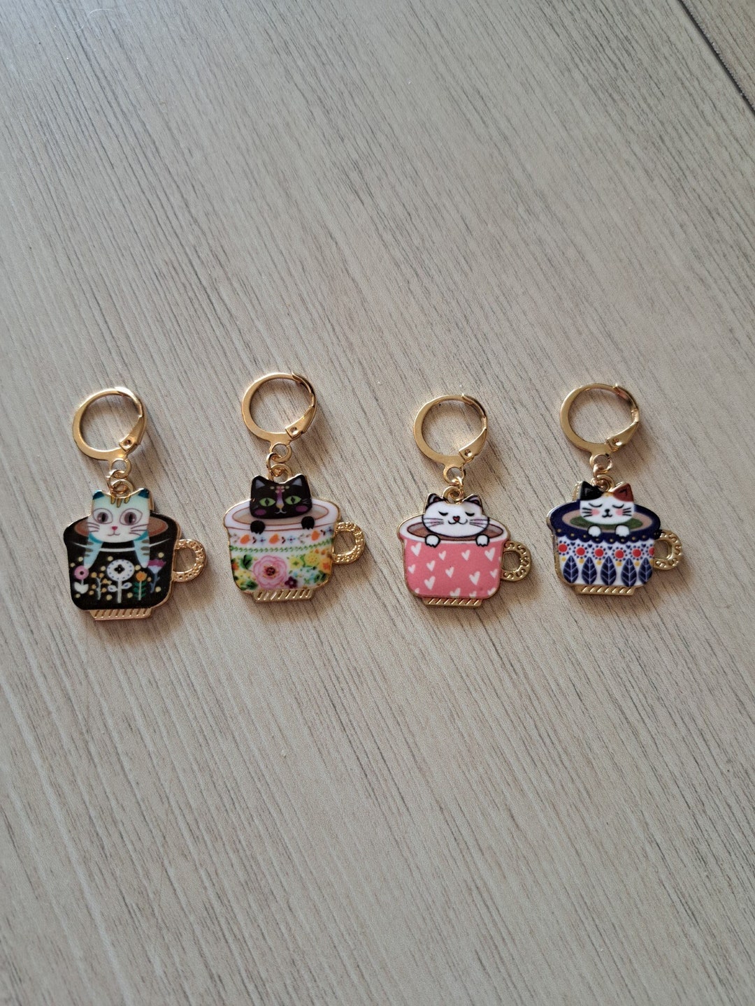 Cat in Teacup Stitch Marker, Cat Stitch Marker, Witch Stitch Marker ...