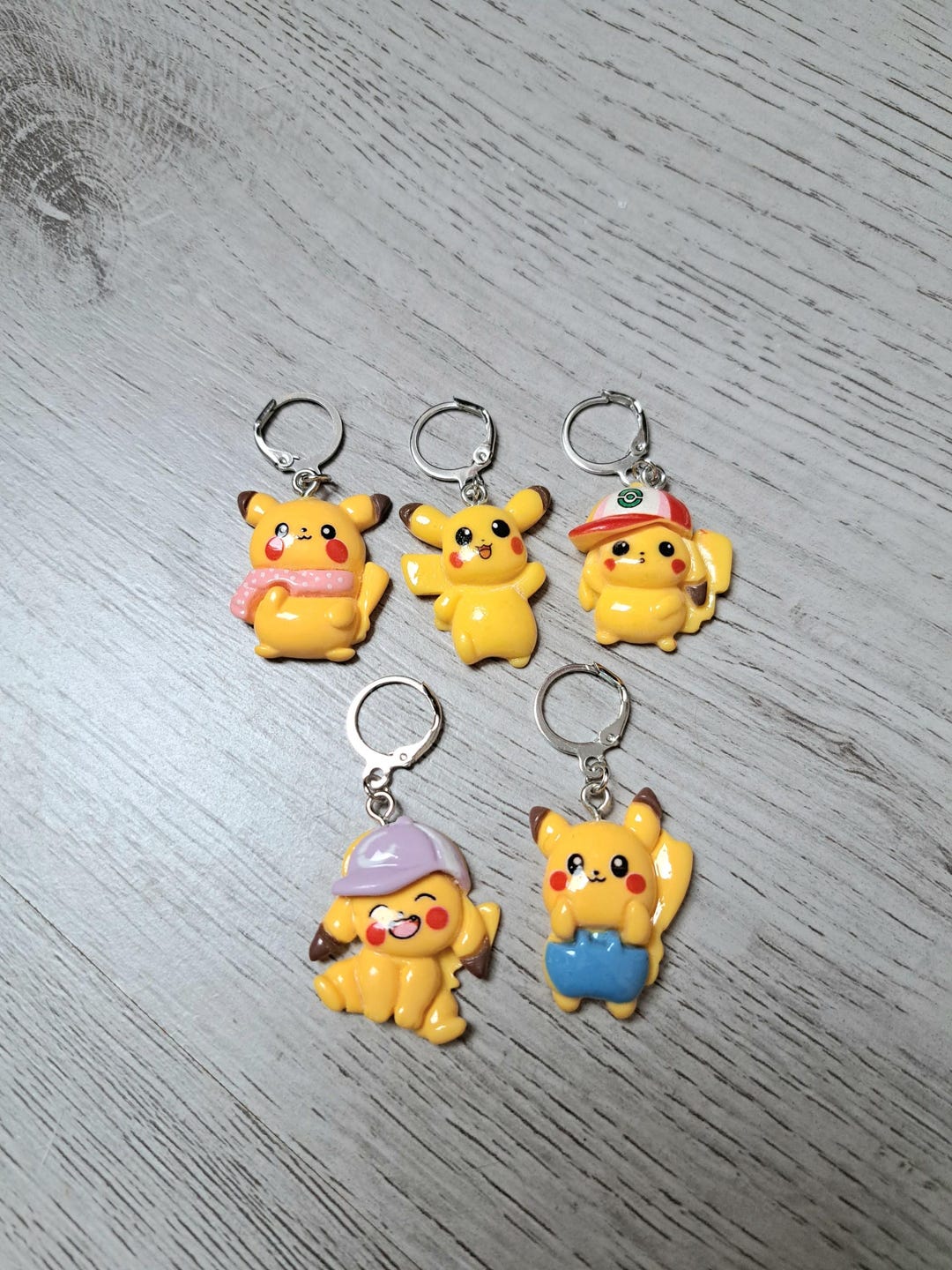 Handmade Set of 5 Pika 90s Stitch Markers. Game Cartoon Stitch Markers ...