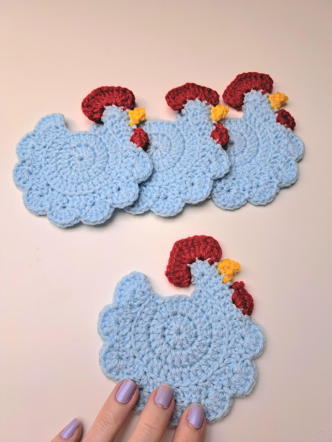 Crochet Chicken Coasters, Handmade Chicken Coasters, Crochet Coasters ...