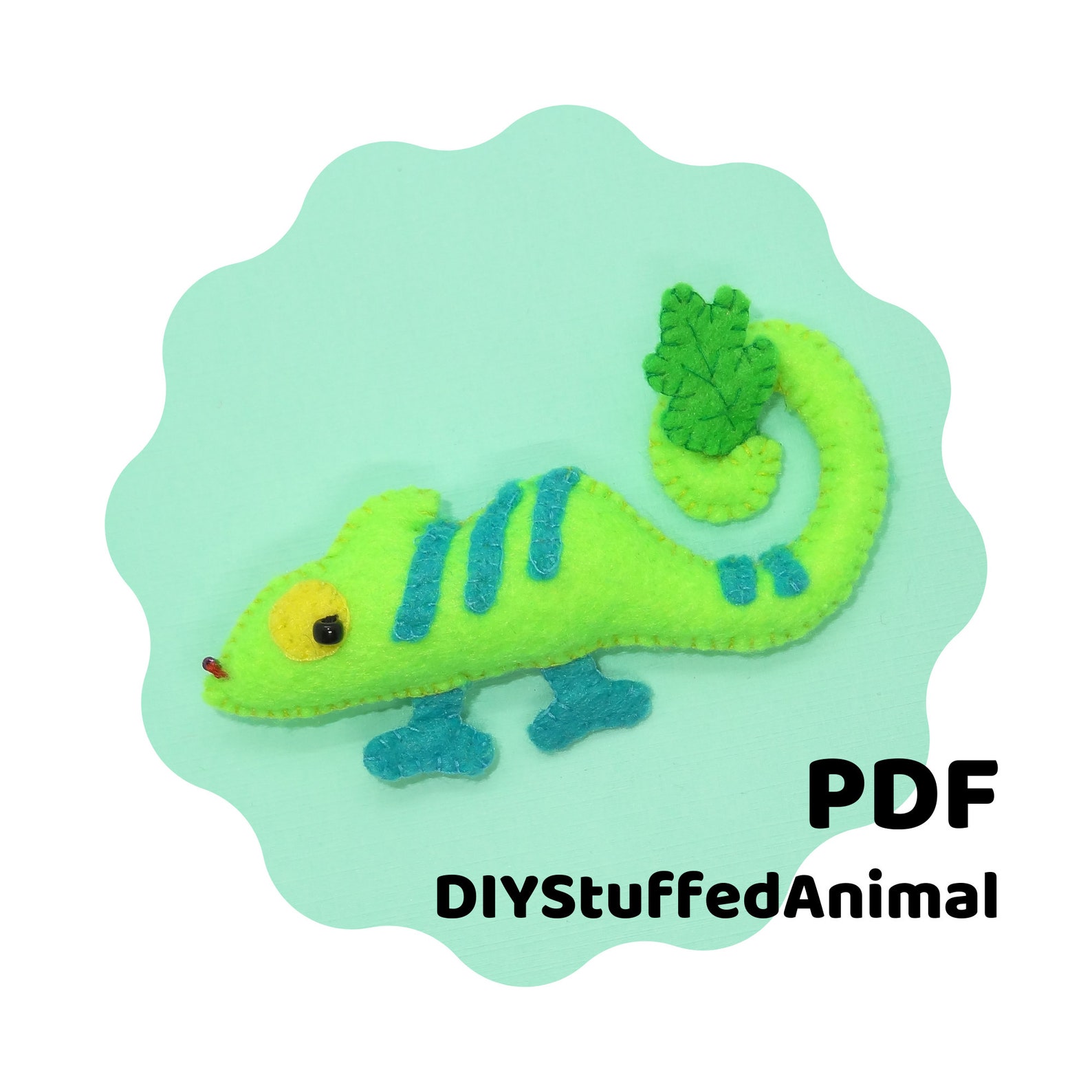 Chameleon Felt Pattern PDF, Lizard Felt Animal Pattern, Hand Sewn ...