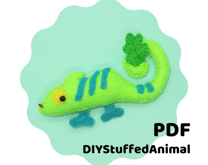 Chameleon Felt Toy Sewing Pattern, Easy PDF Pattern, Felt Animal ...