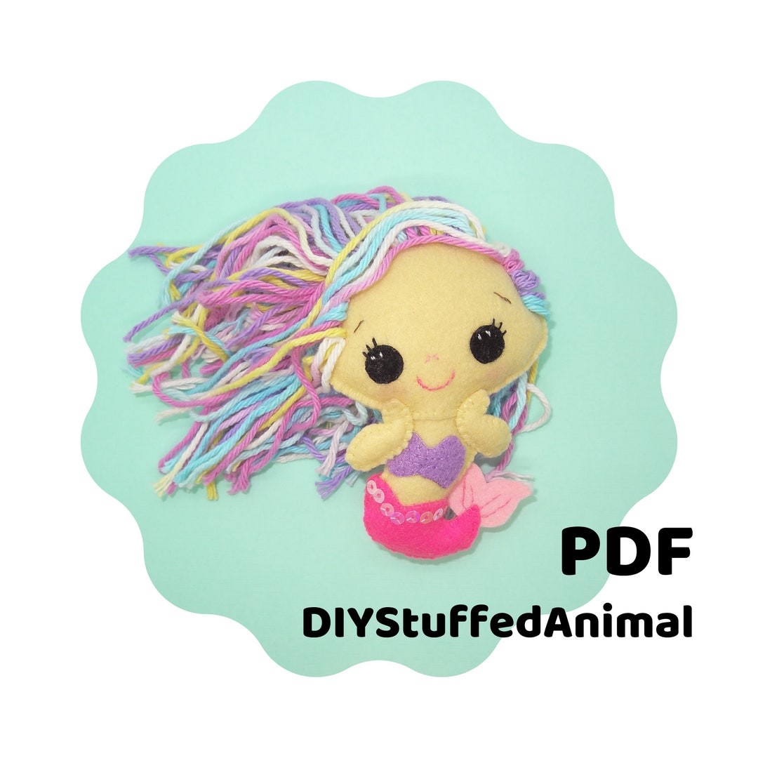 Rainbow Mermaid PDF Pattern, Felt Animal Sewing Pattern, Hand-sewn ...