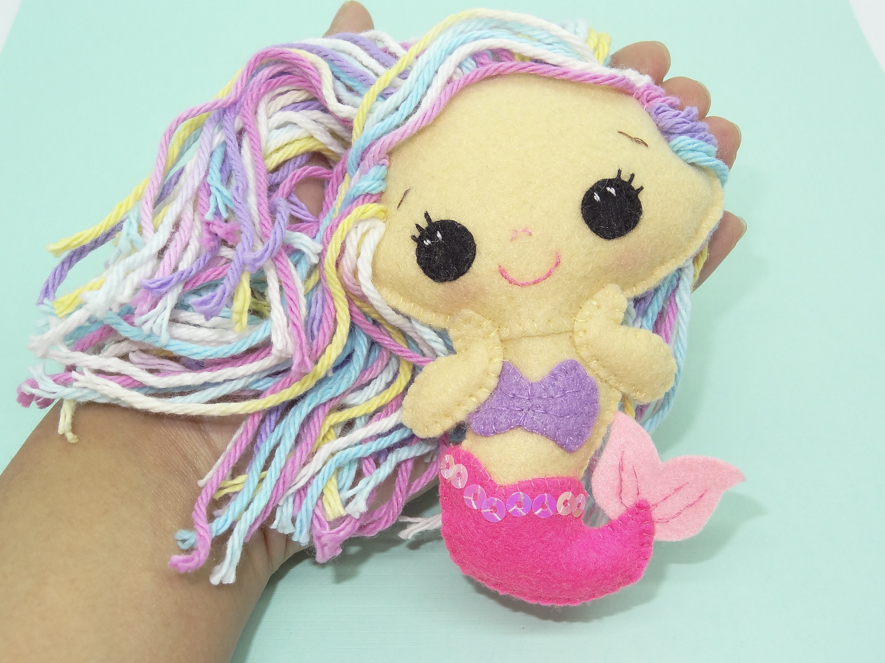 Rainbow Mermaid PDF Pattern, Felt Animal Sewing Pattern, Hand-sewn ...