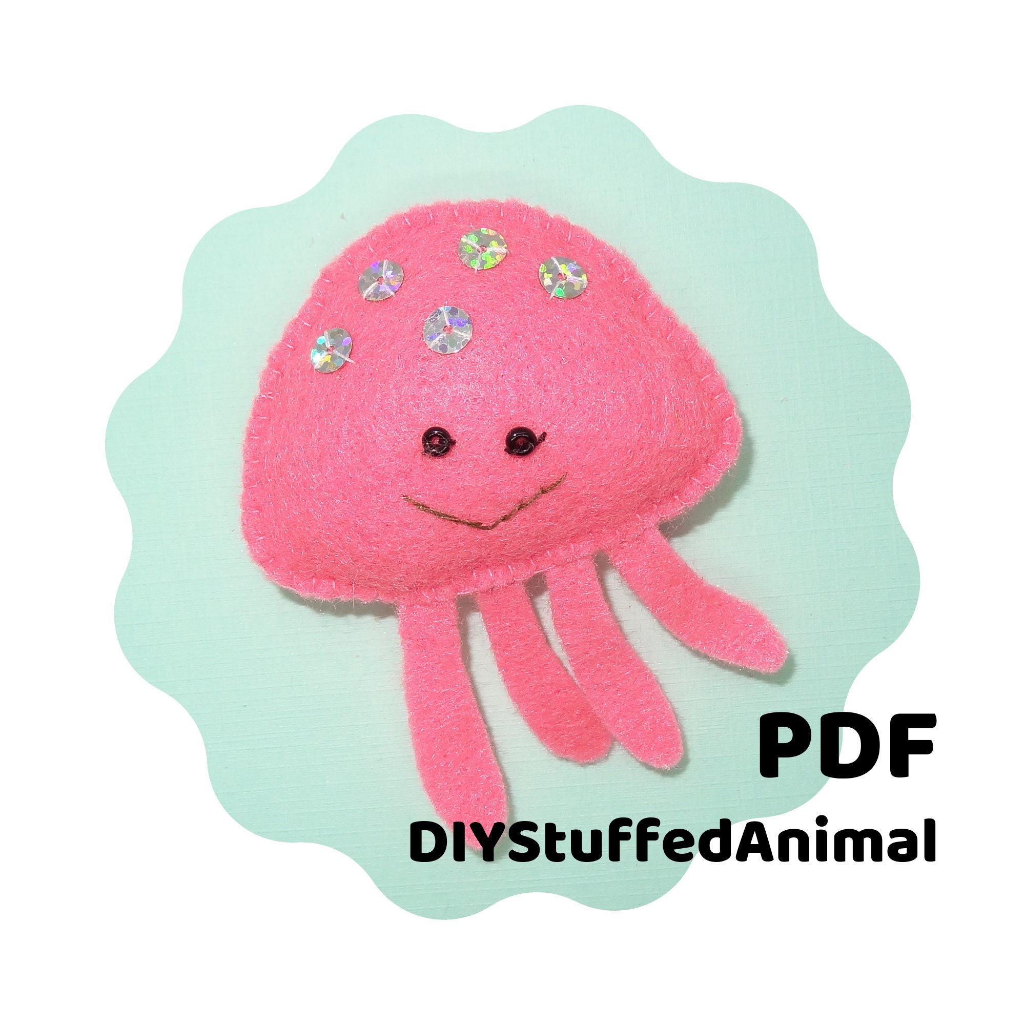 Jelly Fish PDF Pattern, Felt Animal Sewing Pattern, Hand-sewn Crafts ...