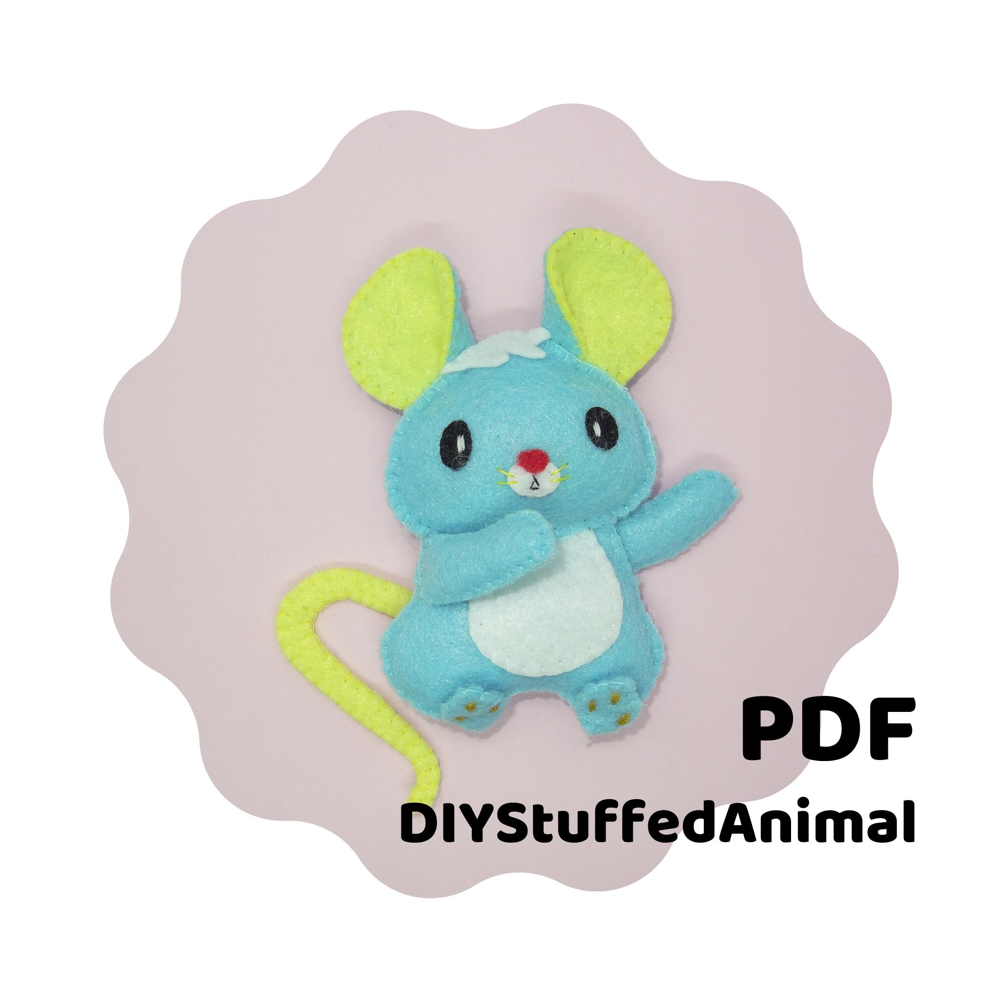 Mouse Felt PDF Pattern, Felt Animal Sewing Pattern, Hand-sewn Crafts ...