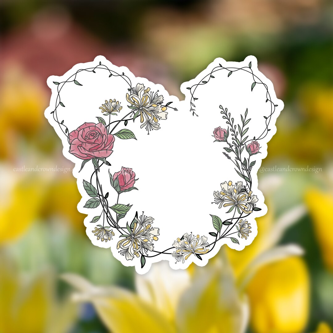 June Mouse Floral Wreath: Rose & Honeysuckle Birth Month - Etsy