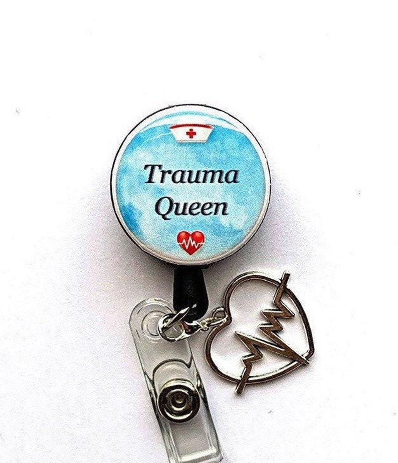 Badge Reel Trauma queen badge holder nurse retractable badge | Etsy