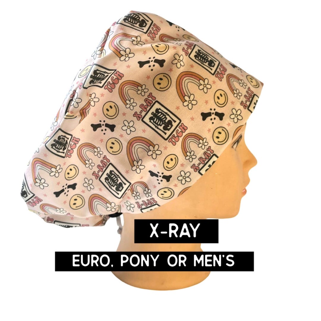 Pink X-ray Scrub Hat| Radiology- X-ray Scrub Cap | Satin Lined Option ...