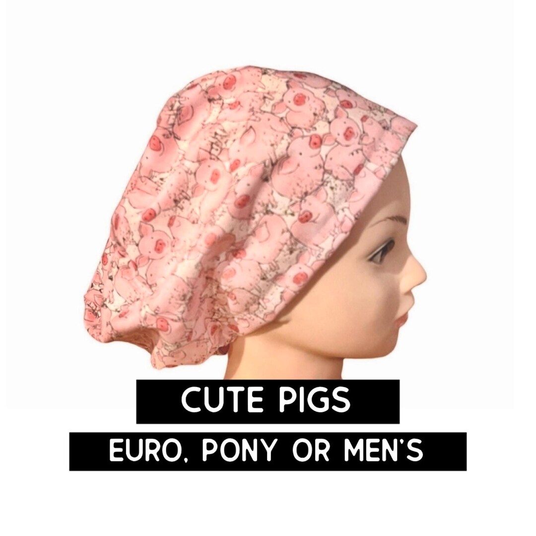 Pig Scrub Hat | Cute Pig Print Scrub Cap | Euro With Adjustable Toggle ...