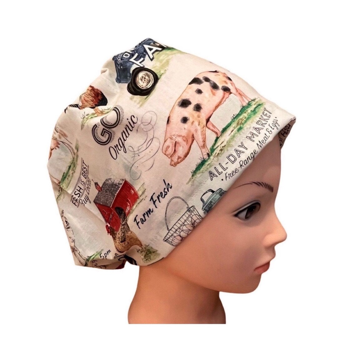 Farm Animals Scrub Hat Animal Print Scrub Cap Farm Print Euro Style ...