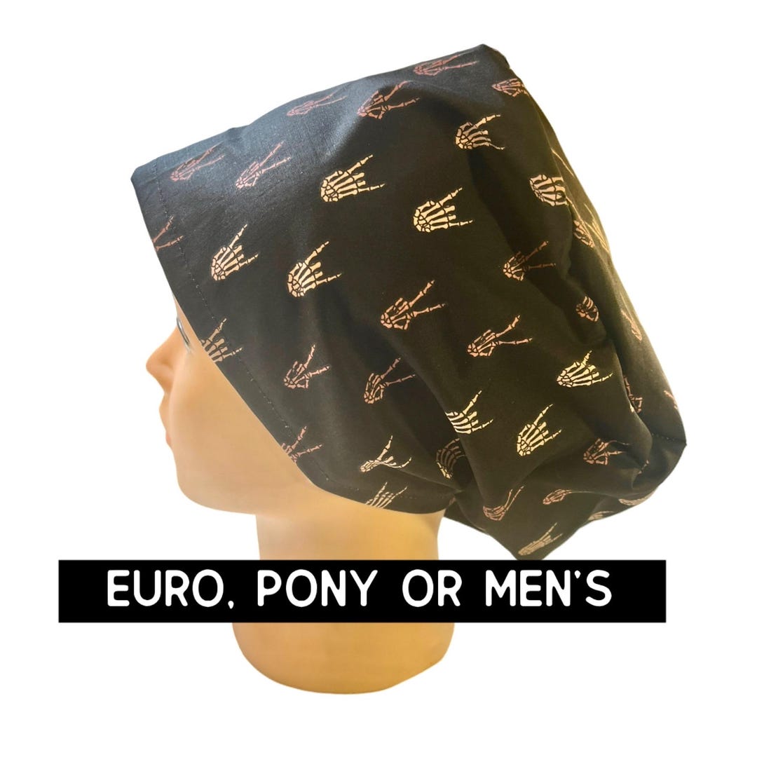 Skeleton Peace Sign Scrub Hat| Scrub Cap | Satin Lined Option | Euro ...