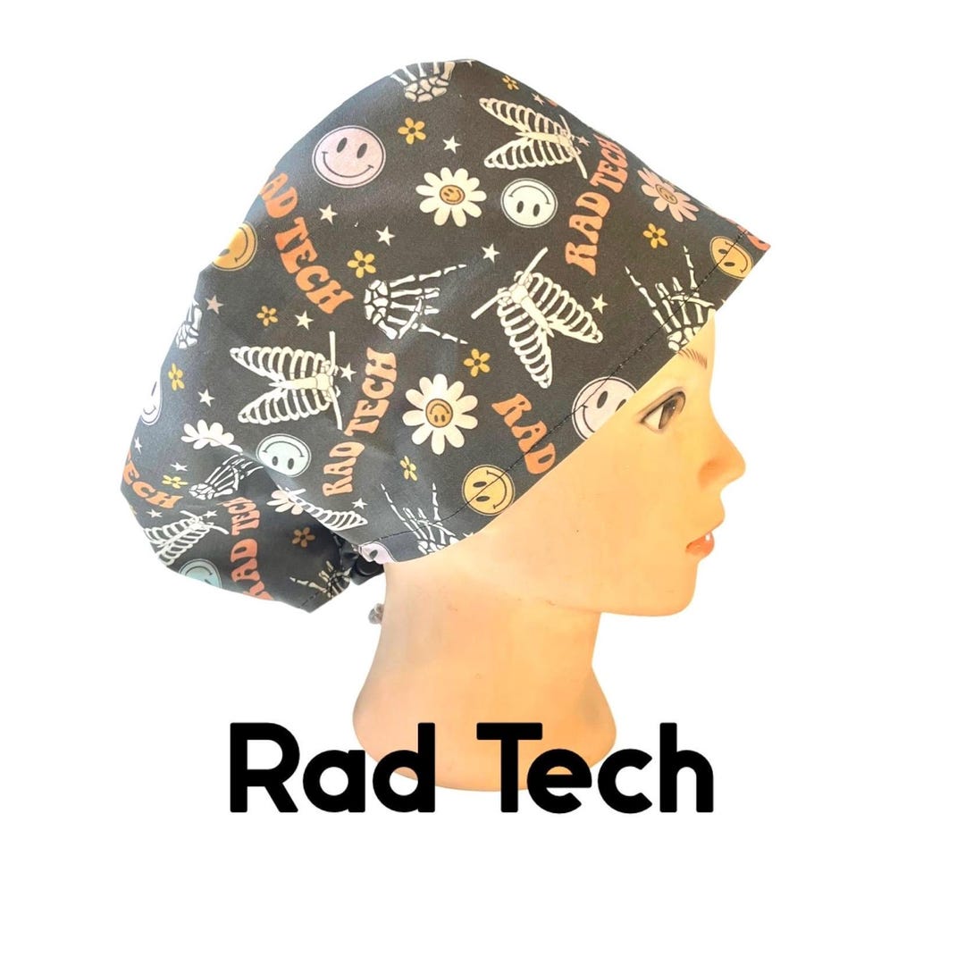 Rad Tech Scrub Hat Radiology X-ray Scrub Cap Satin Lined Option Euro ...