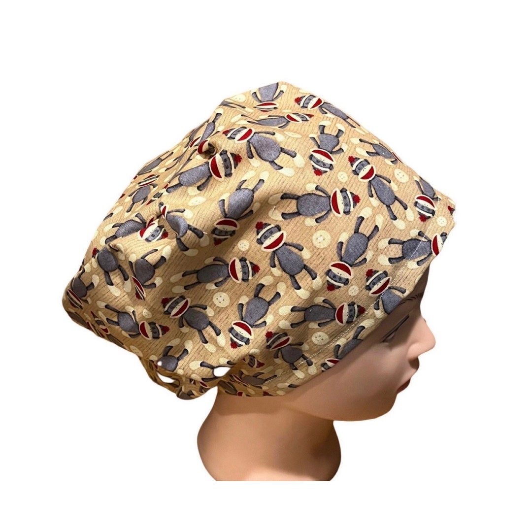 Scrub Hat Sock Monkey Monkey Print Scrub Cap Medical Hat Womens Euro ...
