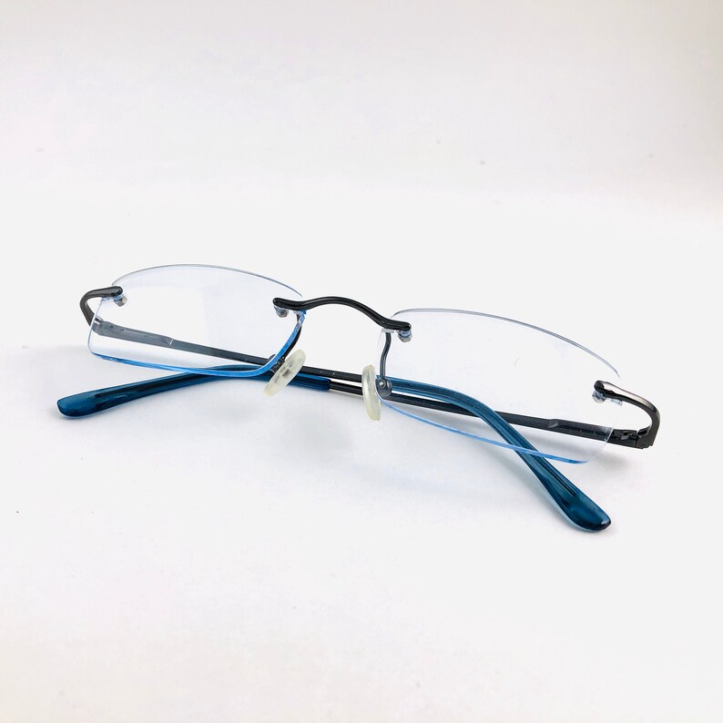 Authentic Vintage 90s Made Light Tint Blue Lens Framless - Etsy